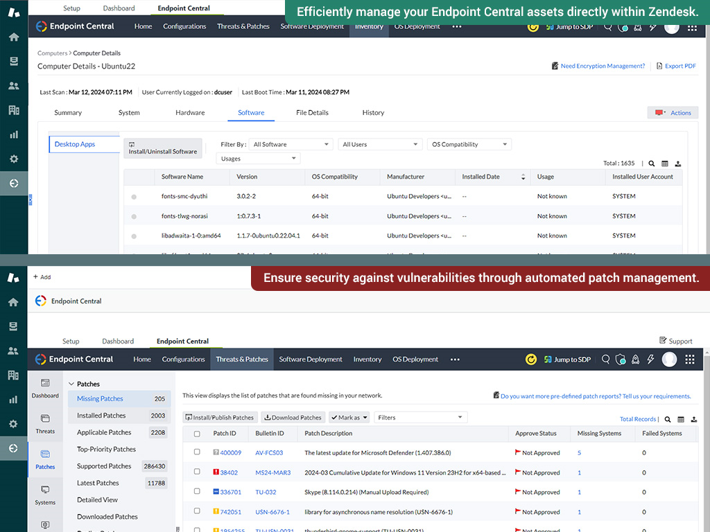 Endpoint Central App Integration with Zendesk Support