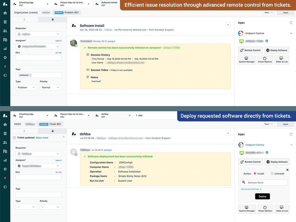Endpoint Central App Integration with Zendesk Support
